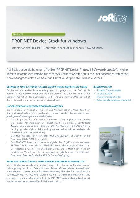 PROFINET Device Stack für Windows Softing Industrial Automation