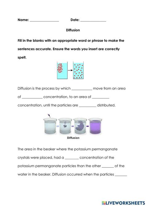 Diffusion Online Worksheet Live Worksheets Worksheets Library