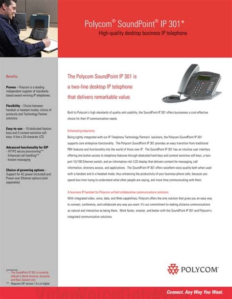 Polycom Soundpoint Ip301 Data Sheet Pdf
