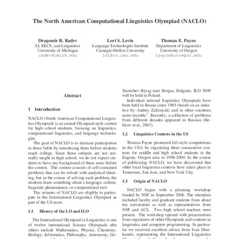 The North American Computational Linguistics Olympiad Naclo Acl Anthology