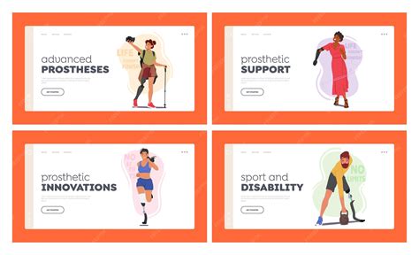 Premium Vector Prosthetic Innovation Landing Page Template Set