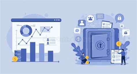 Business And Security Themed Illustration Featuring A Graph With Charts