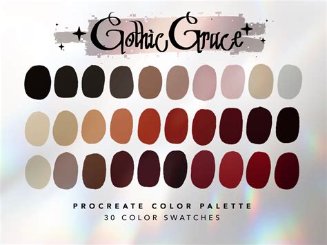 Gothic Grace Procreate Color Palette Procreate App Dark Goth Color
