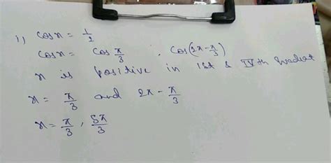 MISCELLANEOUS Find The Principal Solutions Of The Following Equations Cosx Sinx