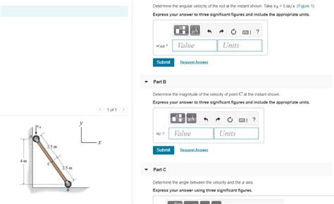 solved determine the angular velocity of the rod at the