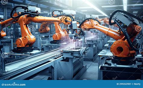 Automated Robotic Arms Stock Image Image Of Manufacturing 299263981