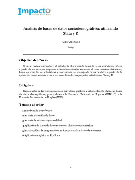 syllabus r y stata pdf estadísticas análisis de regresión