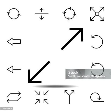 화살표 확장 아이콘입니다 Ui 및 Ux 웹 사이트 또는 모바일 응용 프로그램에 대해 설정 화살표 아이콘의 간단한 얇은 라인 개요