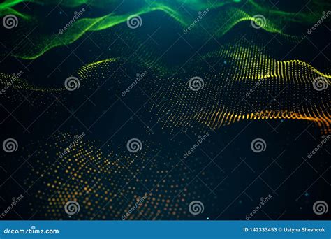 Data Technology Abstract Global Network Wave Of Particles Stock