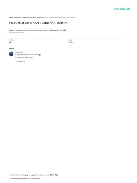 Classification Model Evaluation Metrics Pdf Sensitivity And