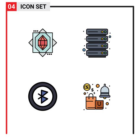 Set Of 4 Modern Ui Icons Symbols Signs For Core Alert Cloud Bluetooth Sale Editable Vector