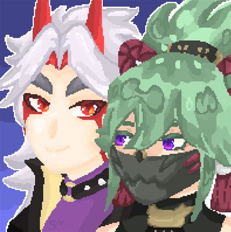 Arataki Itto Kuki Shinobu Pixel Fanart Genshin Impact Hoyolab