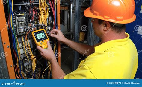 Electrician Testing Electrical Panel Wiring Multimeter Stock Illustration Illustration Of