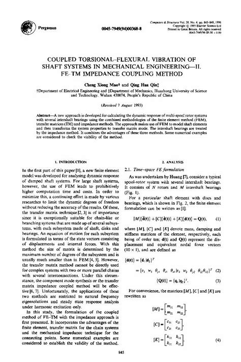 Pdf Coupled Torsional Flexural Vibration Of Shaft Systems In