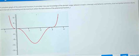 A Complete Graph Of The Polynomial Function ∫is Provided Use Your