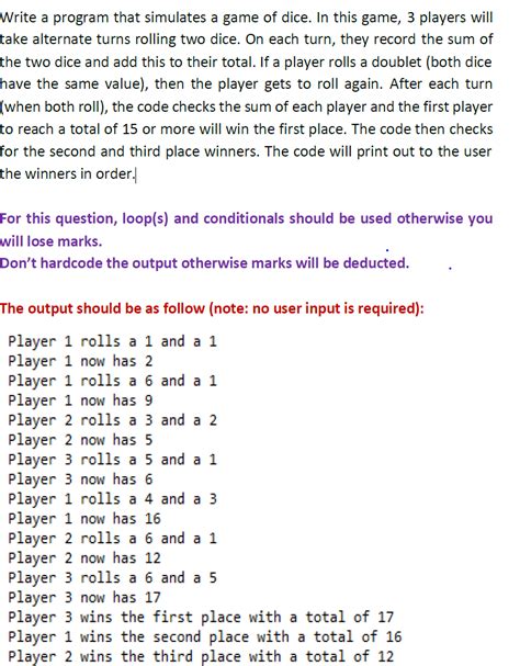 Solved Write A Program That Simulates A Game Of Dice In Chegg