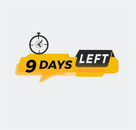 9 Days Left Countdown Icon Colourful Template Special Events Sale Tag Vector Stock Vector
