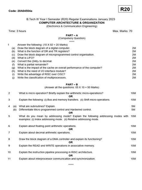 20a04504a computer architecture and organization pdf classes of
