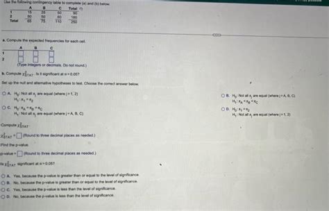 Solved Use The Following Contengency Table To Compinte A