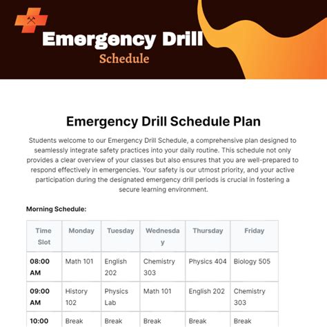 Free Emergency Drill Schedule Template To Edit Online