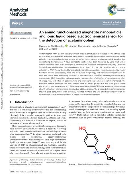 Pdf An Amino Functionalized Magnetite Nanoparticle And Ionic Liquid Based Electrochemical
