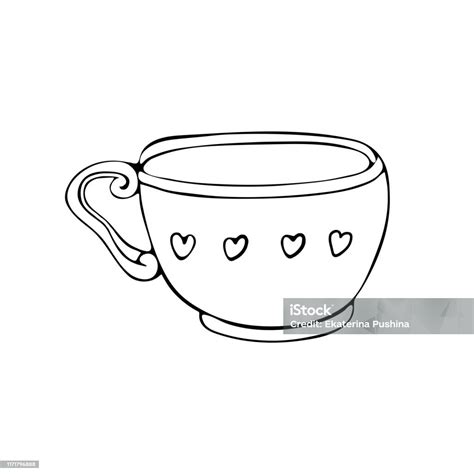 손으로 그린 스케치 커피 차 컵 벡터 일러스트 흰색 배경에 격리된 벡터 그림입니다 에스프레소 카푸치노 음성 라떼 아일랜드어 모카