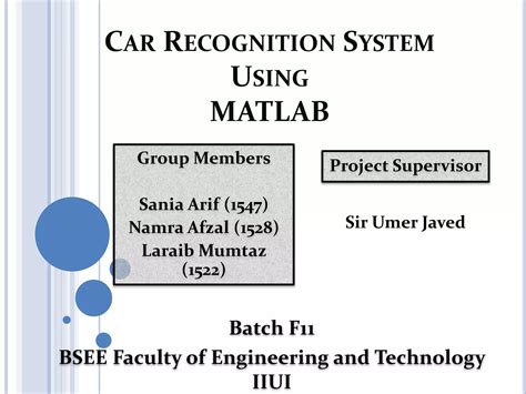 Number Plate Recognition System Using Matlab Pptx Photo Editing