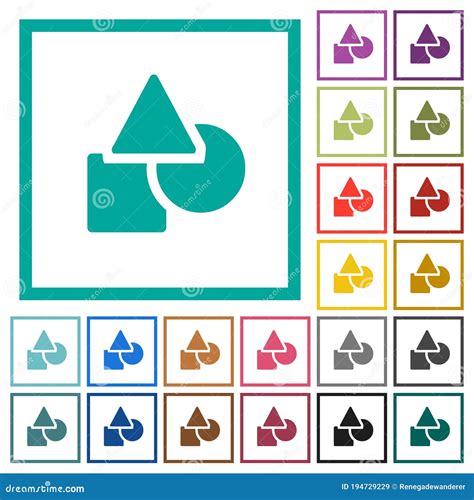 Basic Geometric Shapes Flat Color Icons With Quadrant Frames Stock Vector Illustration Of