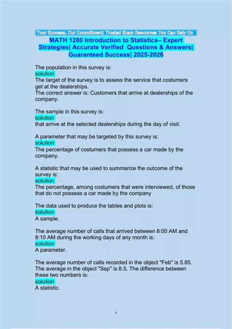 Math1280 Introduction To Statistics Expert Strategies Accurate