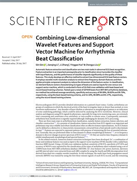 Pdf Combining Low Dimensional Wavelet Features And Support Vector