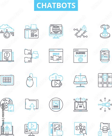 Chatbots Vector Line Icons Set Chatbots Ai Automation Dialogue Conversational Virtual Nlp