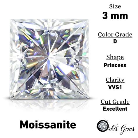3 Mm Princess Moissanite Orbis Gems