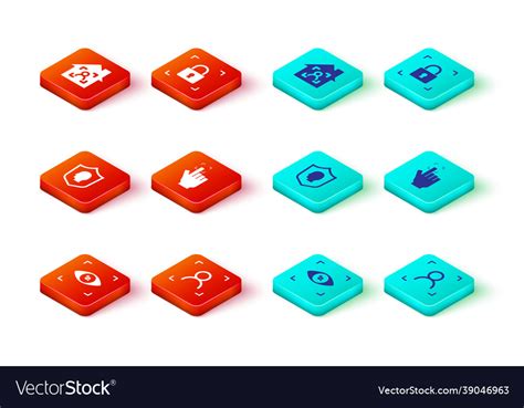 Set Eye Scan Face Recognition User Protection Vector Image