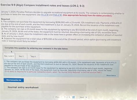 Solved Exercise Algo Compare Installment Notes And Chegg Com