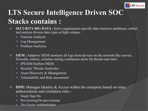 Lts Secure Intelligence Driven Security Operation Center Pdf Operating Systems Computer