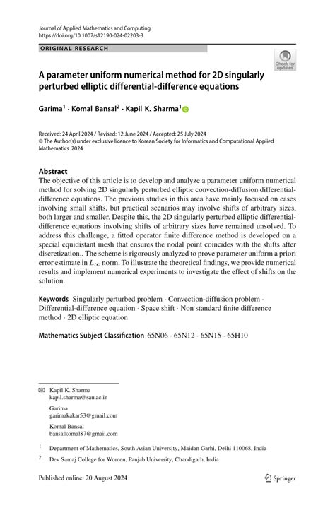 pdf a parameter uniform numerical method for 2d singularly perturbed