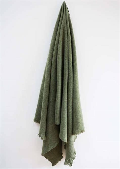 Auntie Oti Wool Scarf Throw Olive Garmentory Auntie Oti Wool Scarf Throw Olive Garmentory