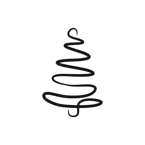 연속 선 그리기 크리스마스 트리 Xmas 트리 한 선 그리기 프리미엄 벡터