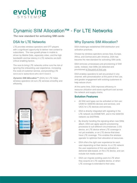 Dsa For Lte Networks Why Dynamic Sim Allocation Pdf Lte Telecommunication Computer Network