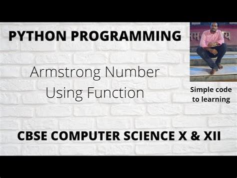 Python Program To Check Armstrong Number Using Function Hindi YouTube