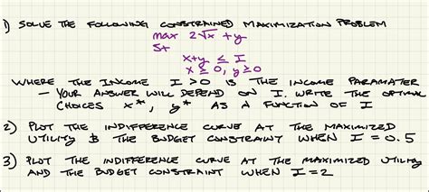 solved 1 solue the following constrained maximization