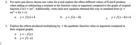 Solved For Each Case Above Choose One Value For A And Explore The