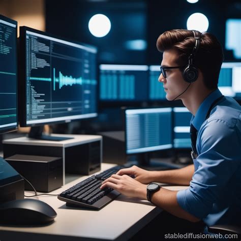 Desktop Computer Operator At Work Stable Diffusion Online