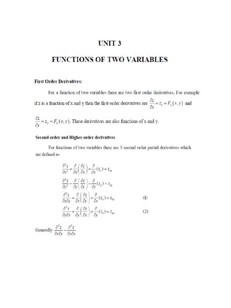 Unit 3 Functions Of Several Variables Pdf