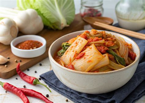 Spicy And Tangy Kimchi A Classic Side Dish In Korean Cuisine Background