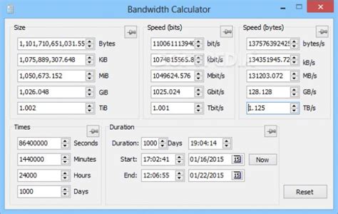 Bandwidth Calculator Download Screenshots