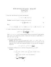 Problem Set Solutions Pdf ECEN Pattern Recognition Spring Problem Set Due On