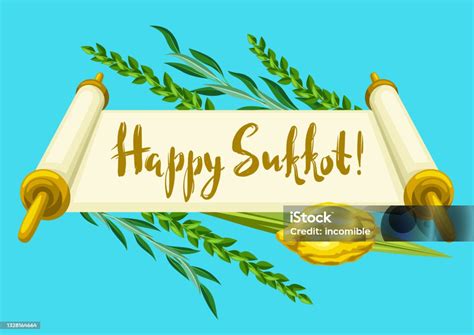 해피 석코트 인사말 카드 유대인 축제 전통 기호와 휴일 배경 룰라브에 대한 스톡 벡터 아트 및 기타 이미지 룰라브 시트론