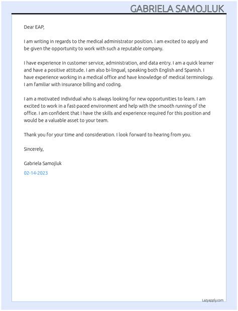 Cover Letter For Eap Lazyapply