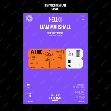 손으로 그린 콘서트 초대장 템플릿 무료 Psd 파일